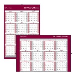 Brownline Laminated Yearly Wall Calendar